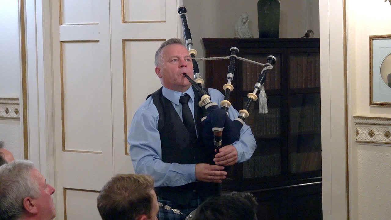 Renowned bagpiper Stuart Liddell playing 4/4 marches during recital at ...