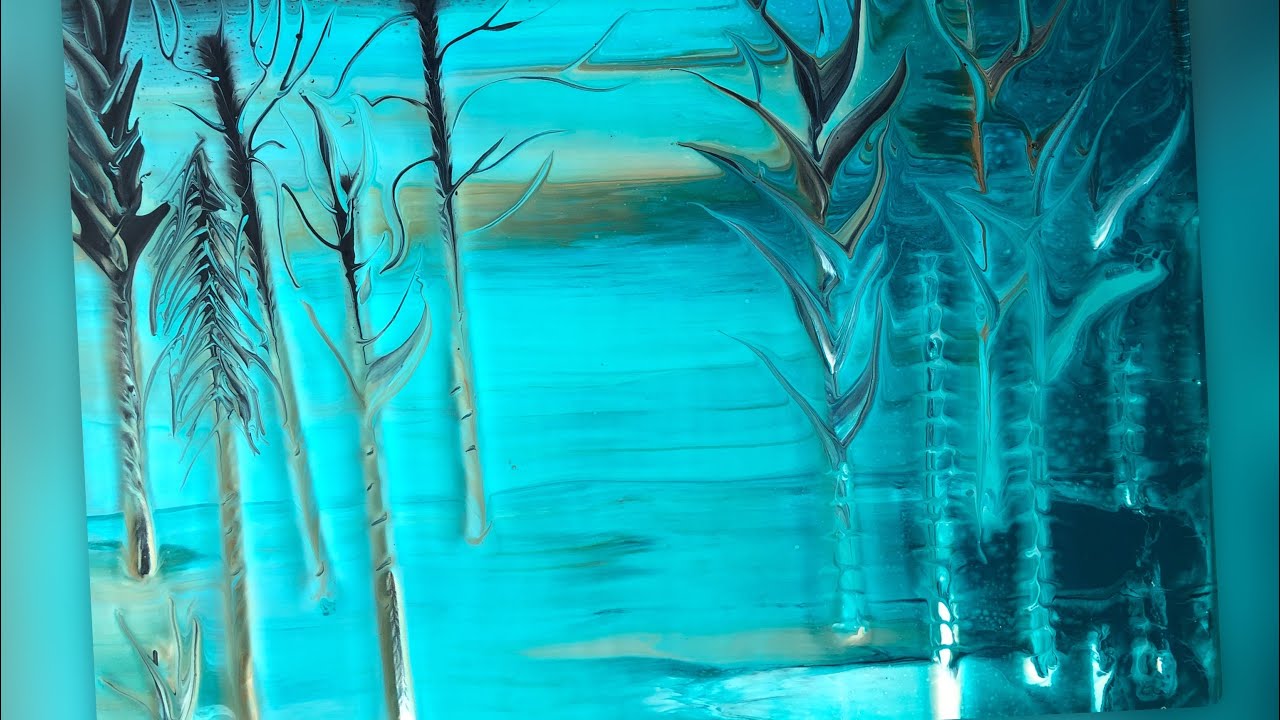 ACRYLIC POURING~ TREE SWIPE BEAUTIFUL BLUE LAGOON Two4one~ HOW TO ...