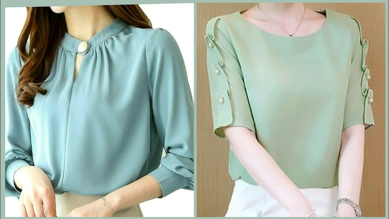 Beautiful Trendy Satin Silk plain Blouse Shirt Top Designs||Office Wear ...