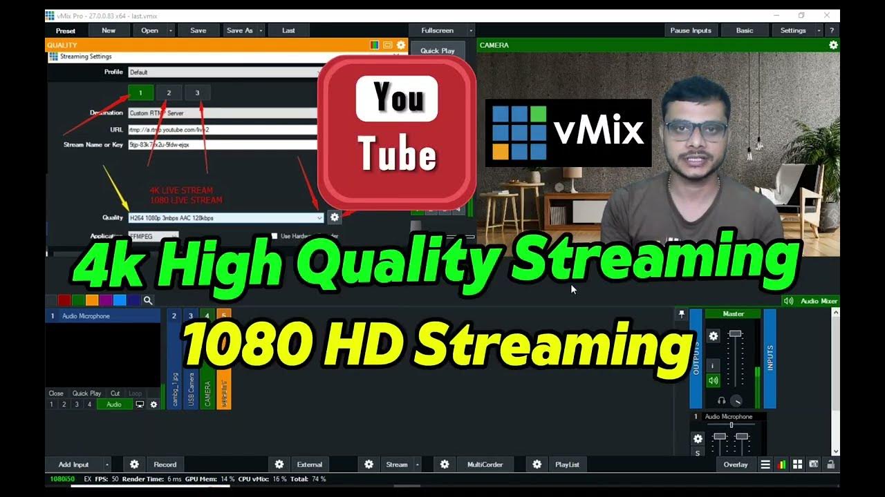 YouTube High Quality Live Stream vMix | 4K Live 🛑 streaming | vMix tutorial Hindi - YouTube