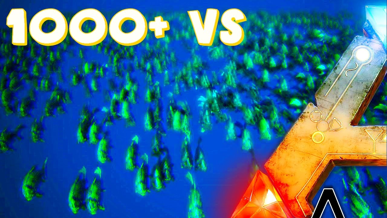 ARK Survival Evolved - 1000+ MEGA PIRANHA VS MANTA, EPIC DRIFTING ...