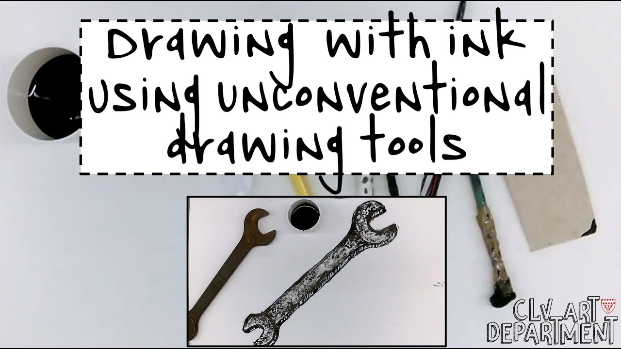 Drawing with ink using unconventional drawing tools - YouTube