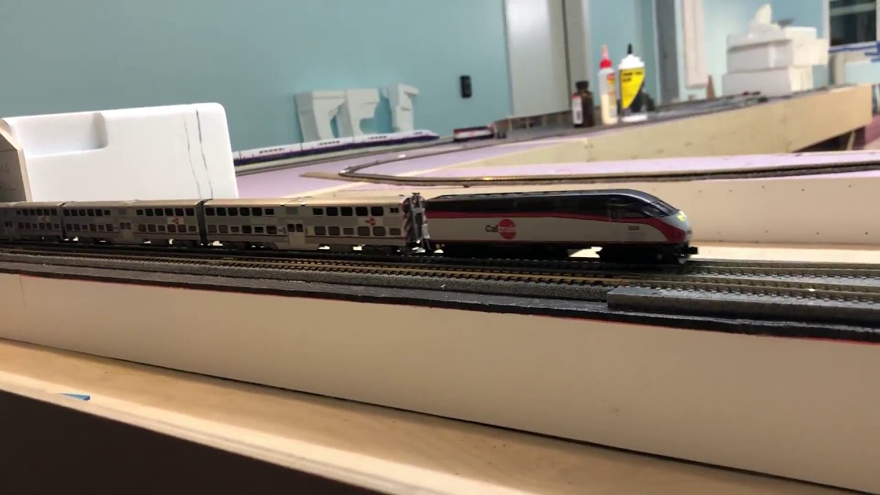 Kato N Scale Caltrain Carriages Pulled by a MPI MP36PH Locomotive - YouTube