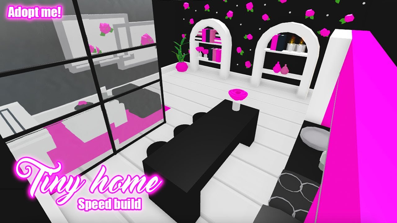 Pink Rose tiny home Speed build *COLOR CHALLENGE* in Adopt me! Roblox ...