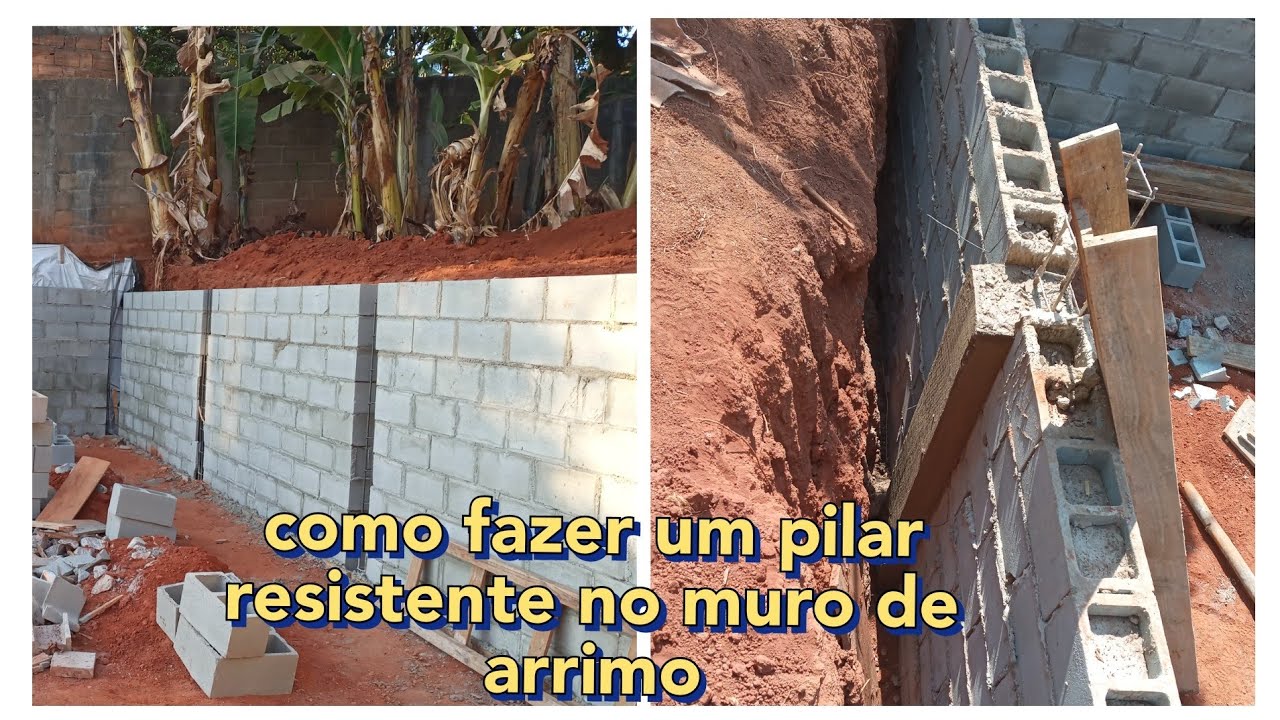 como fazer um pilar resistente no muro de arrimo - YouTube
