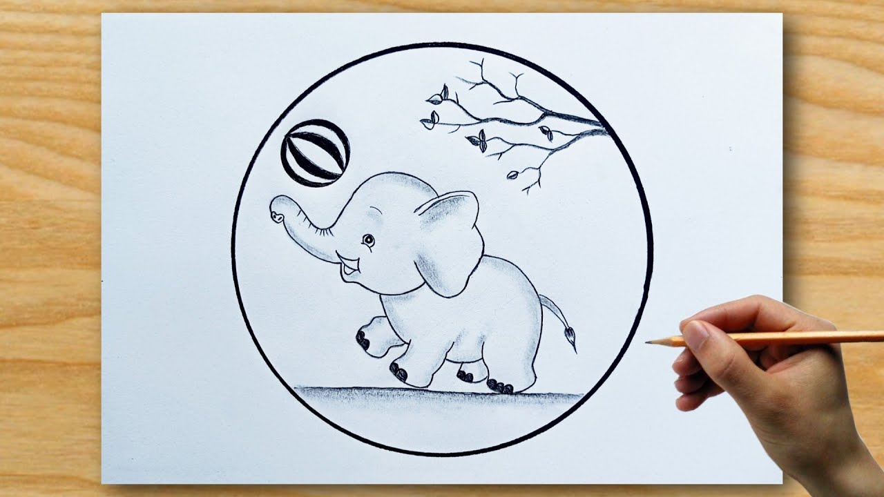 Hathi Raja Drawing 🐘 How To Draw Elephant || Easy Elephant Drawing ...