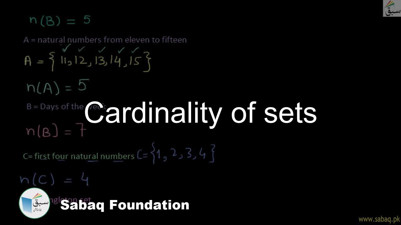 Cardinality of sets, Math Lecture | Sabaq.pk - YouTube