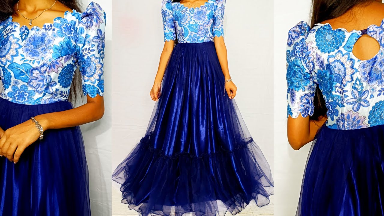 How to cut and stitch layered frock | party wear frock | cutwork neck ...