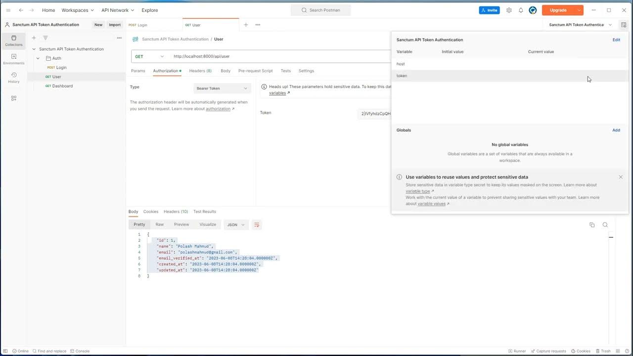 06 Add Environments Variable Using Postman Laravel Sanctum Api Token Authentication Youtube