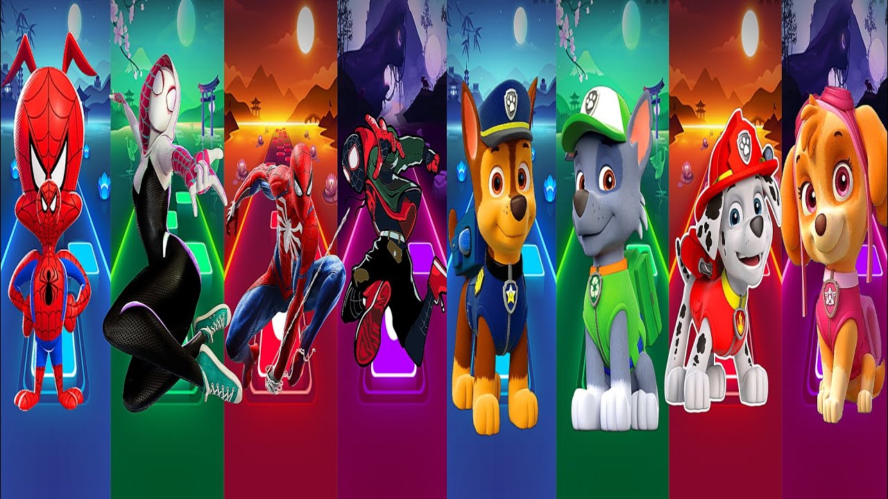 Spider Pig VS Spider Women VS Spider Man VS Paw Patrol Chase VS Roky VS ...