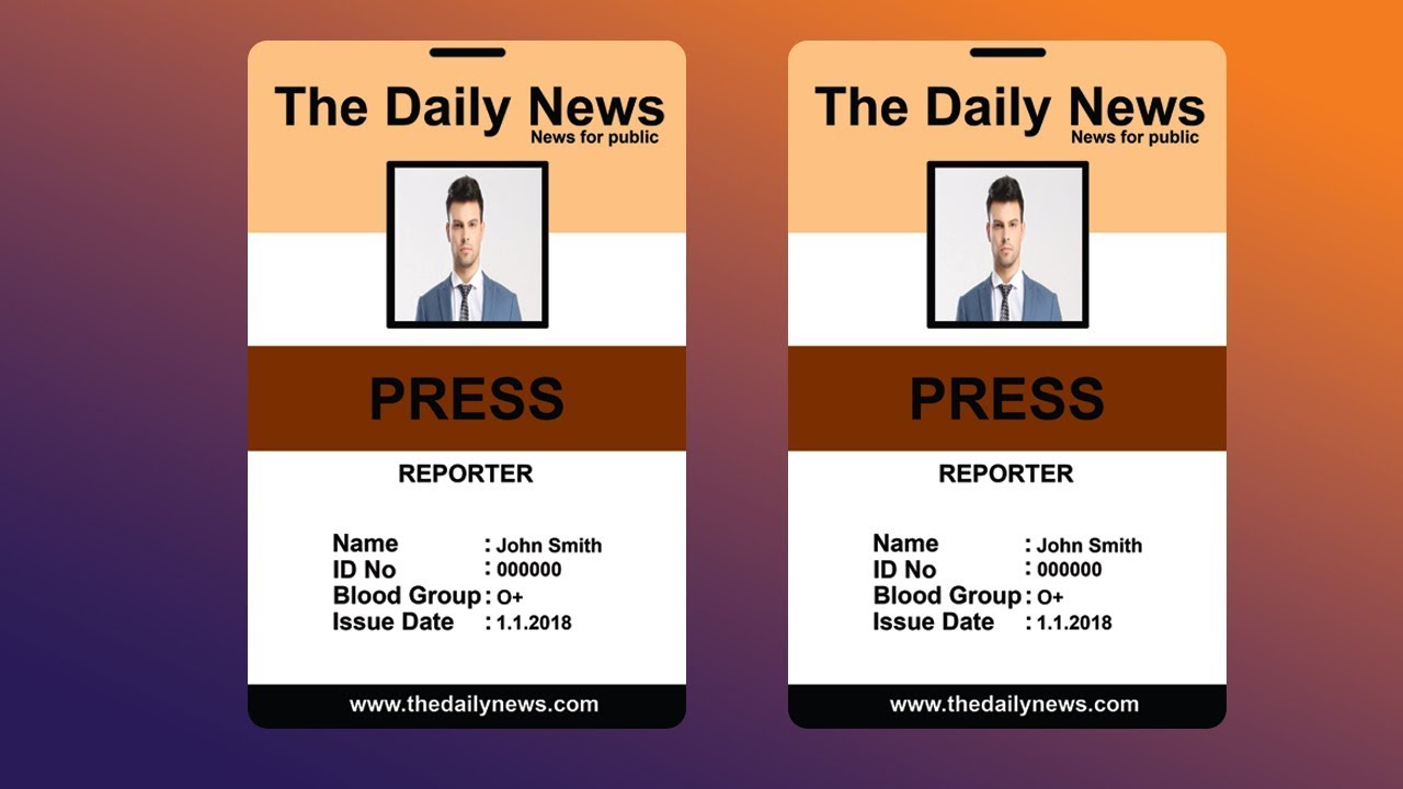 How to Design PRESS ID Card in Photoshop | Photoshop Tutorial - YouTube