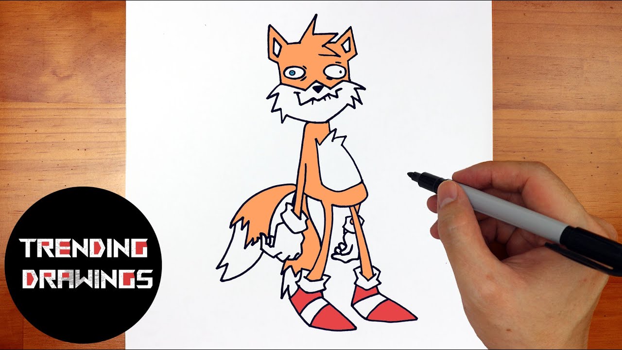 How To Draw FNF MOD Character - Secret History Tails Easy Step by Step ...