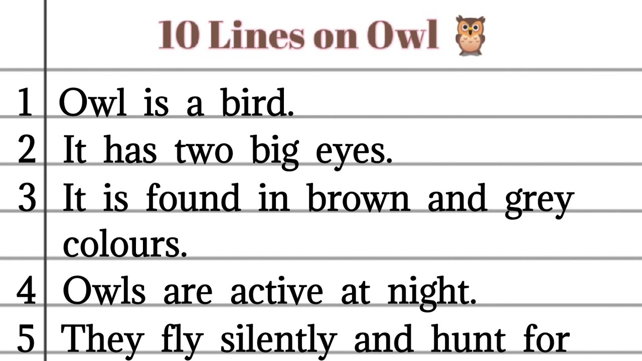 10 Lines on Owls 🦉 | Eassy on Owl in English - YouTube
