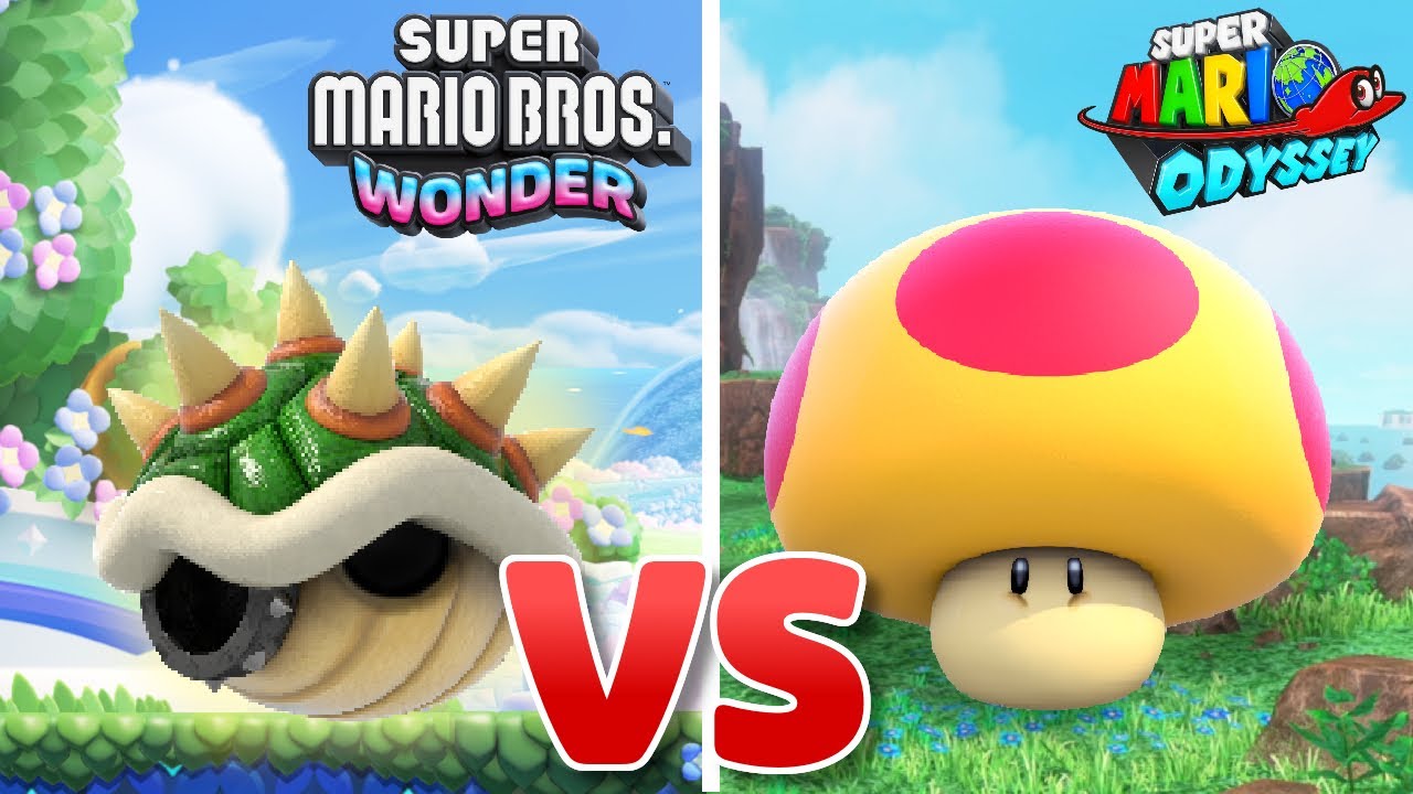 Super Mario Bowser Shell vs Mega Mushroom ( Mario Wonder vs Mario ...