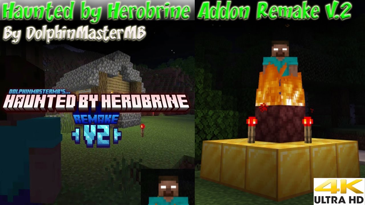 Haunted by Herobrine Addon Remake V2 by DolphinMasterMB Minecraft Bedrock PE - YouTube