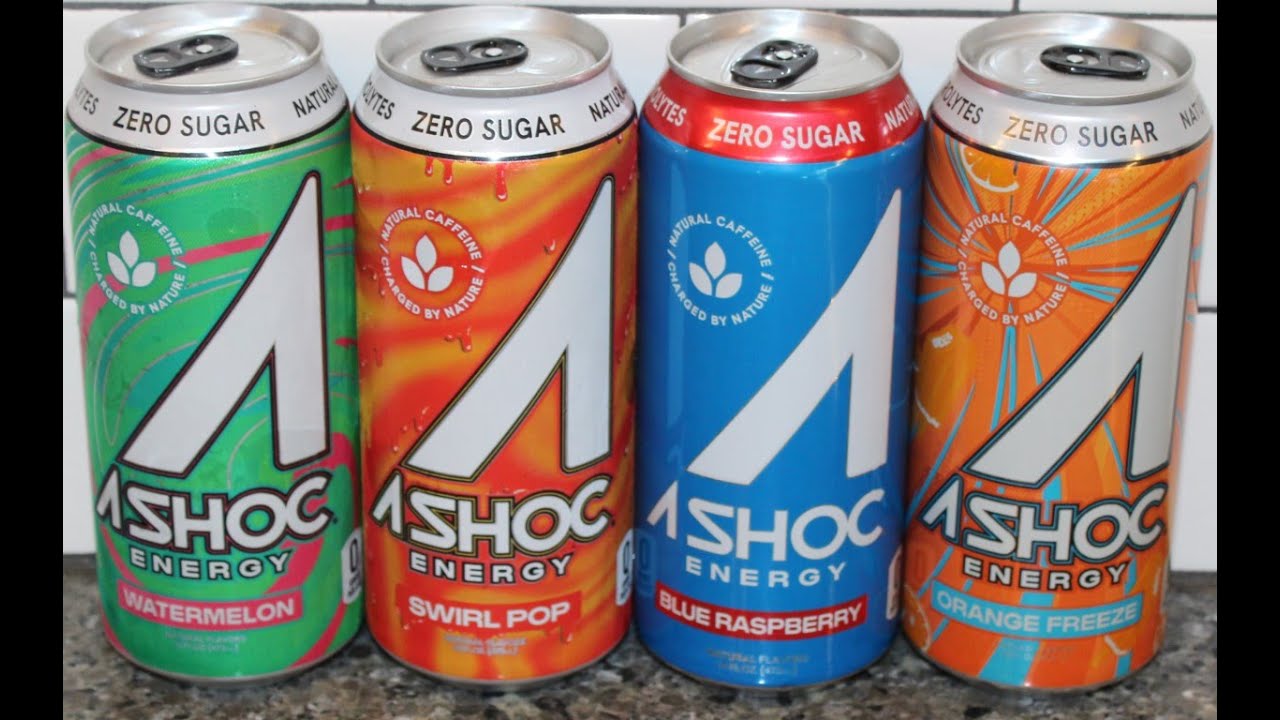 A_SHOC Energy: Watermelon, Swirl Pop, Blue Raspberry & Orange Freeze ...