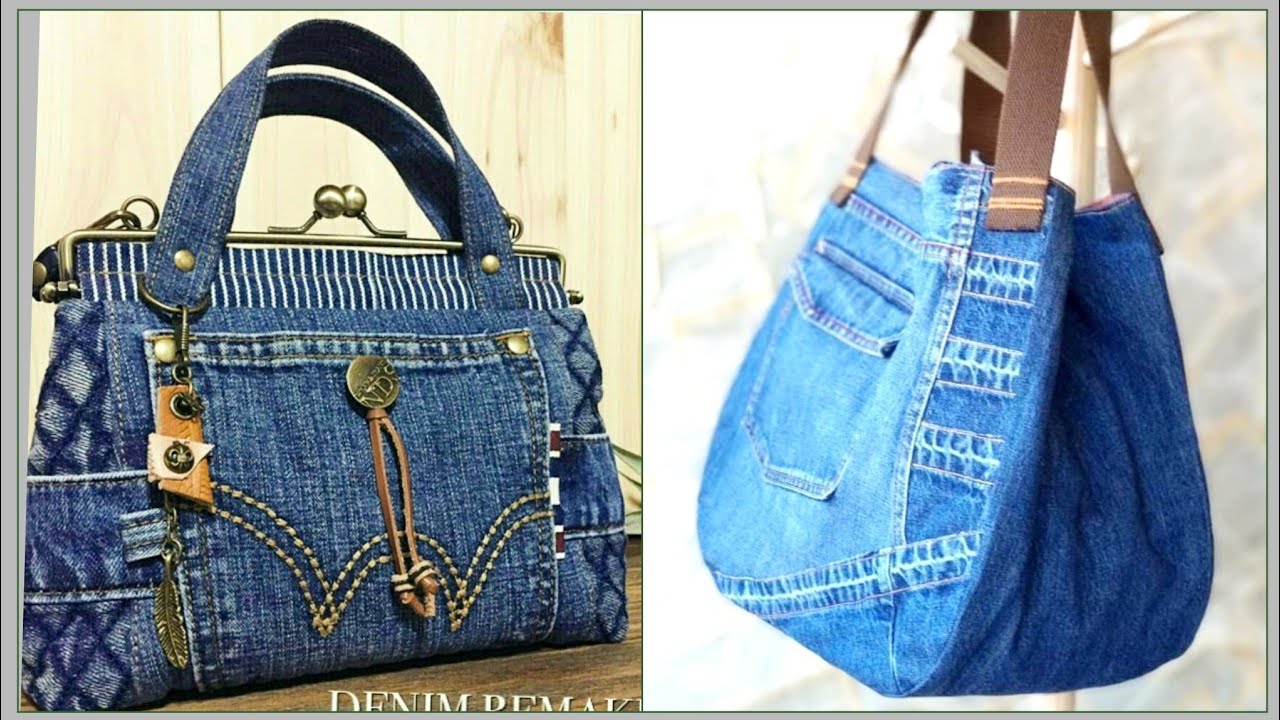 Most beautiful and trendy denim tote handbags collection - YouTube