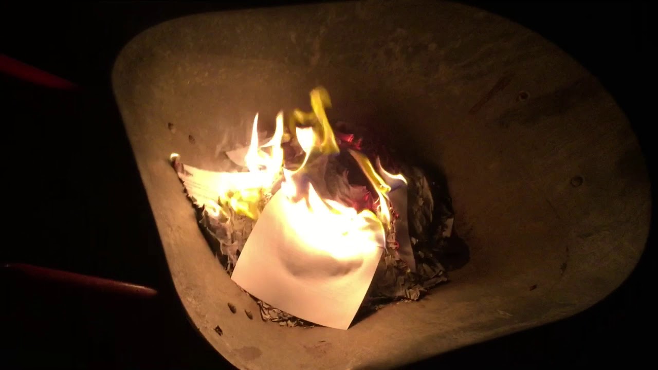 Calming Burning Paper at Night in a Wheelbarrow and watching it burn ...