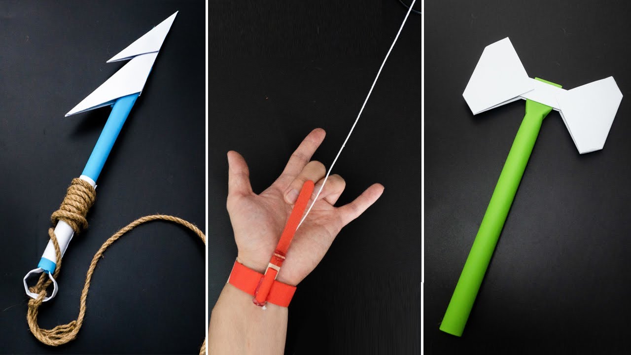 03 Amazing Origami Ninja Weapons || Axe | Harpoon | Ninja Web Shooter ...