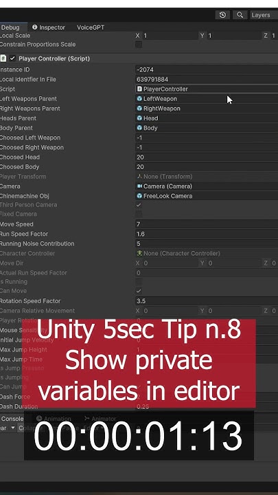UnityTips 5sec n.8 Tutorials for #Beginners and #Advanced: Show Private variables #unitytips ...