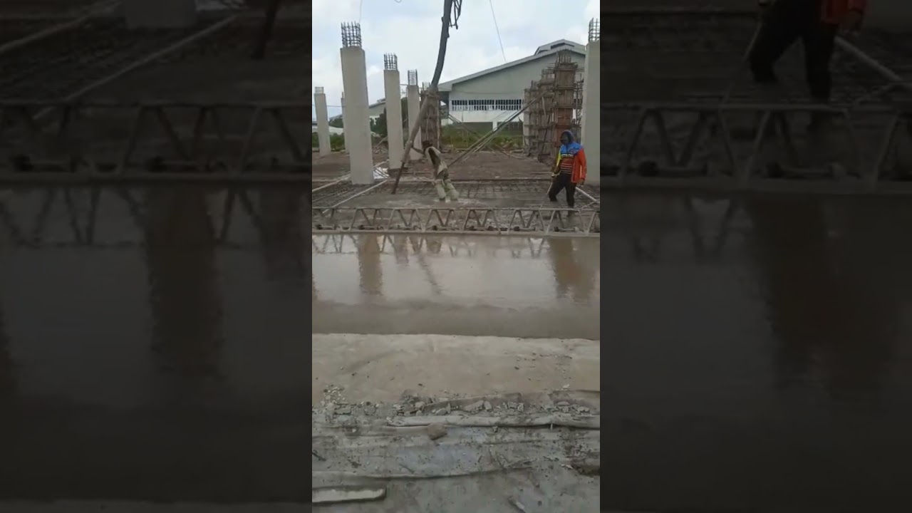 proses pengecoran lantai pabrik - YouTube