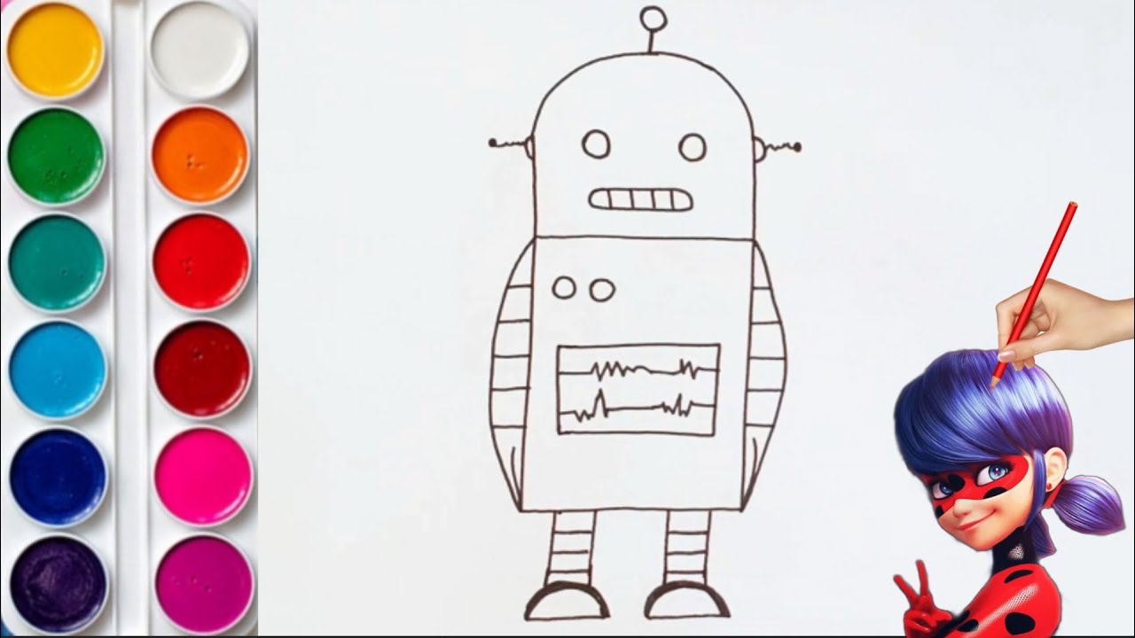 how to draw a robot for kids& toddlers| easy drawing, coloring ...