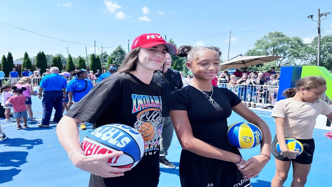 Caitlin Clark is seen shooting hoops and signing jerseys at the Indiana ...