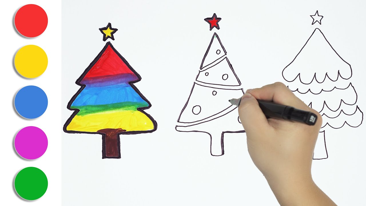 Colorful Christmas Tree | Simple Drawing For Kids - YouTube