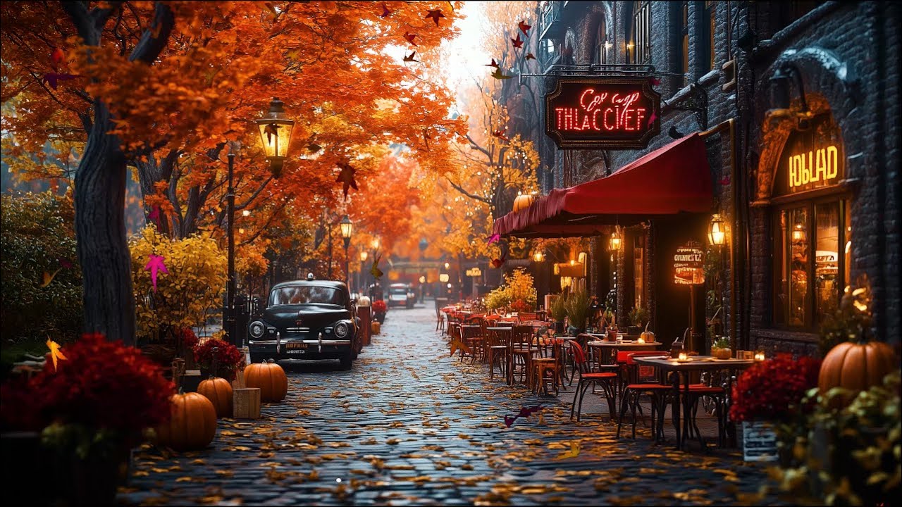 Vintage Autumn Café Ambience with Smooth Jazz | Cozy Fall Vibes in a ...