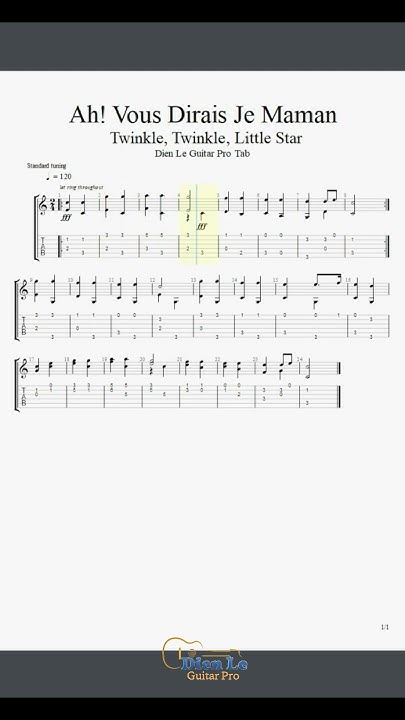 Ah! Vous Dirais Je Maman (Twinkle, Twinkle, Little Star) for Guitar # ...