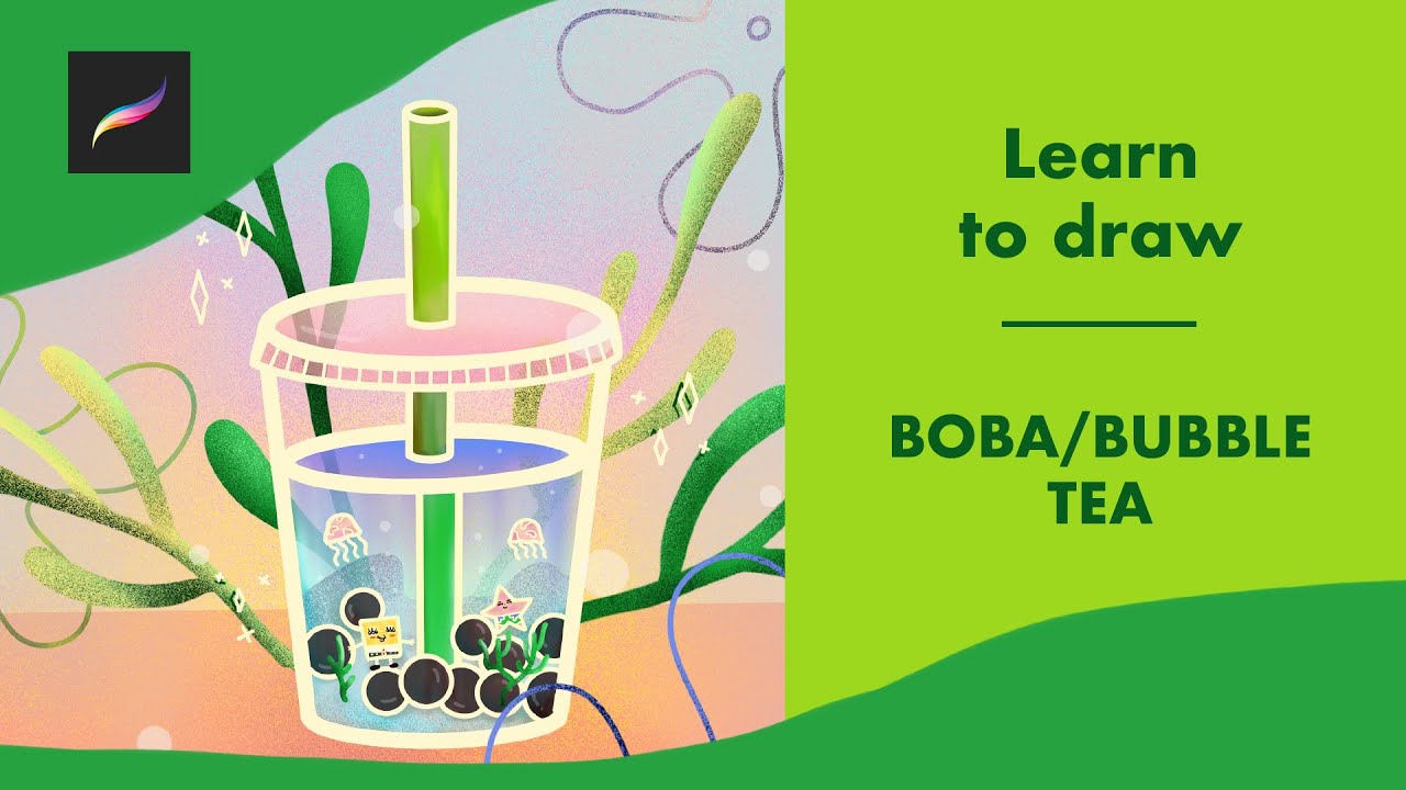 How to draw Boba | Bubble Tea | Procreate - YouTube
