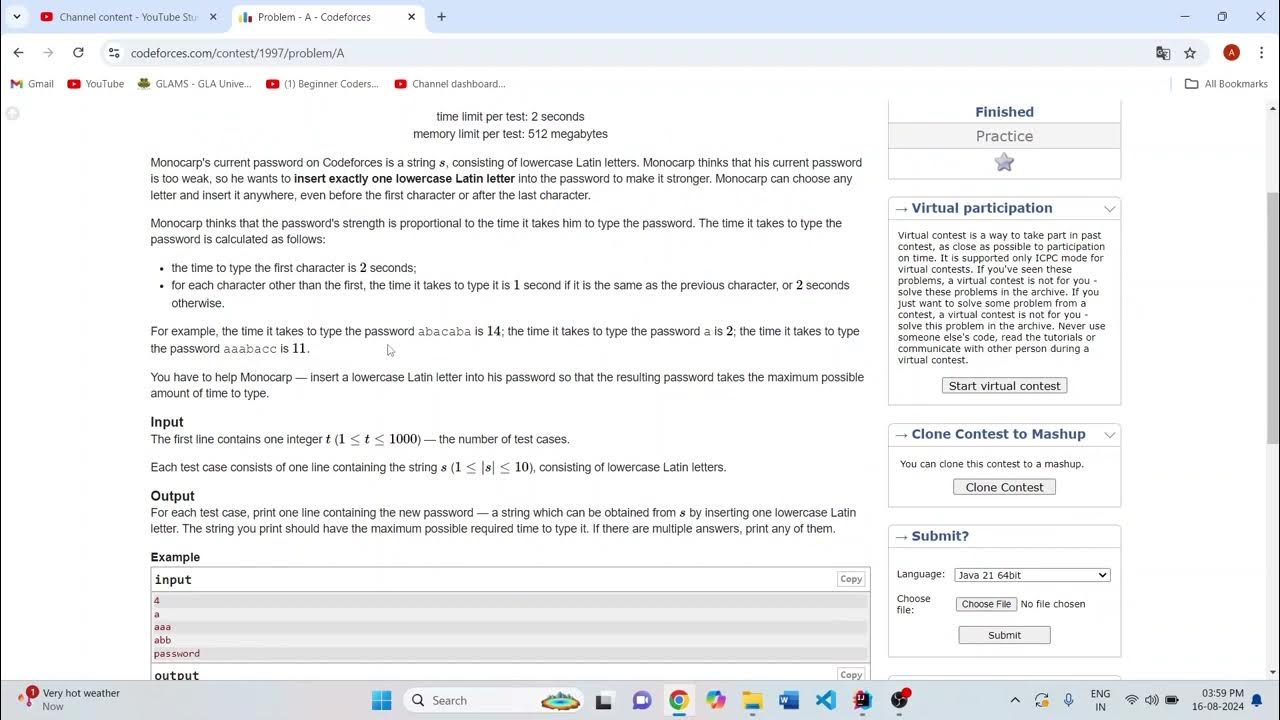 A. Strong Password | Codeforces | div 2 A - YouTube