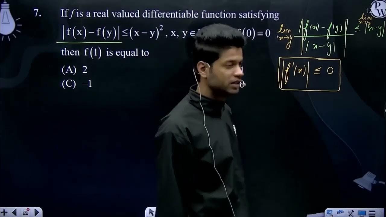 If f is a real valued differentiable function satisfying |f(x)−f(y)|≤(x−y)2,x,.... - YouTube