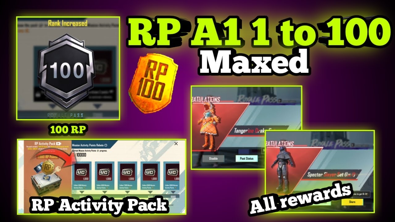 MAXING NEW A1 ROYALE PASS! 😍1 TO 100 RP MAX 😘 Rp activity pack 💕 100 rp ...