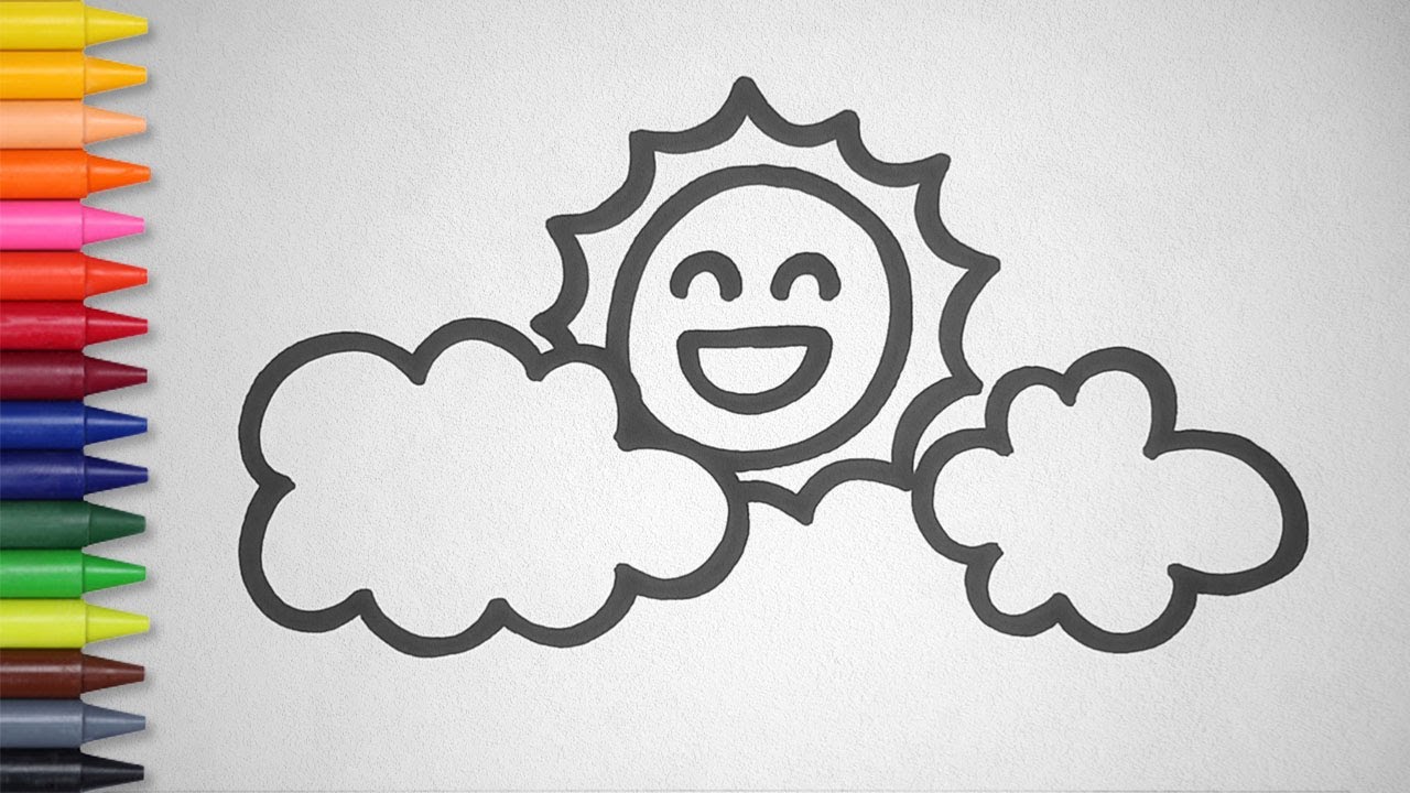 How to Draw Happy Sun | Coloring Page with Crayons | Drawing and ...