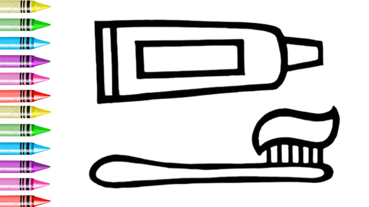 Toothbrush and Toothpaste Drawing for Kids and Toddlers | How to Draw ...