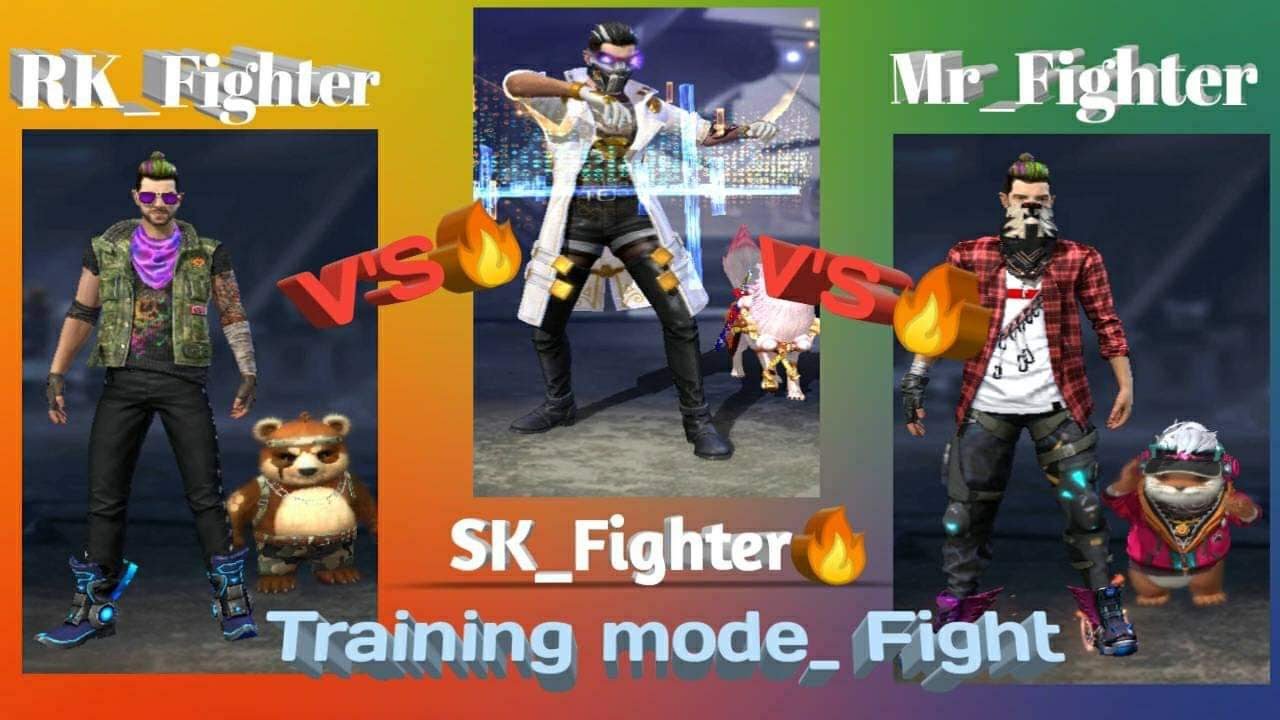 Free Fire //Rk_Fighter v's SK_Fighter v's Mr_Fighter training mode ...