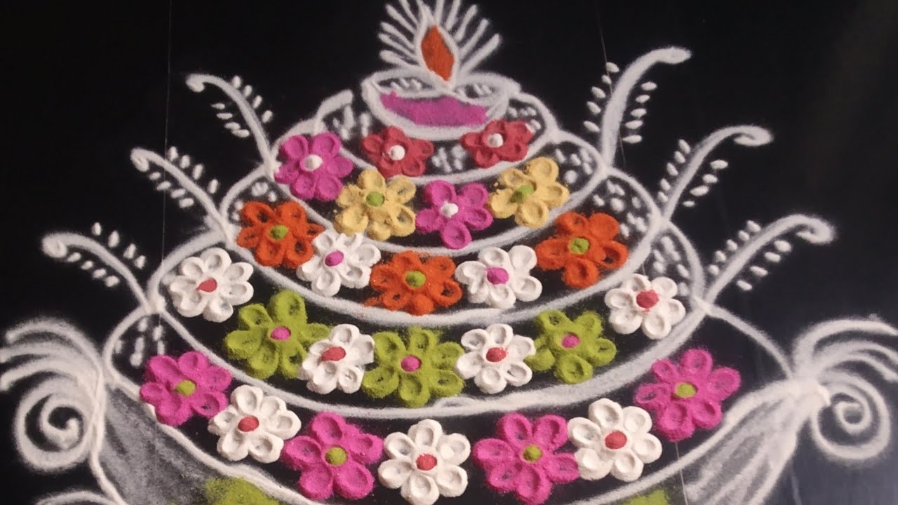 || Bathukamma special rangoli || navaratri special muggulu SQL 4 ...
