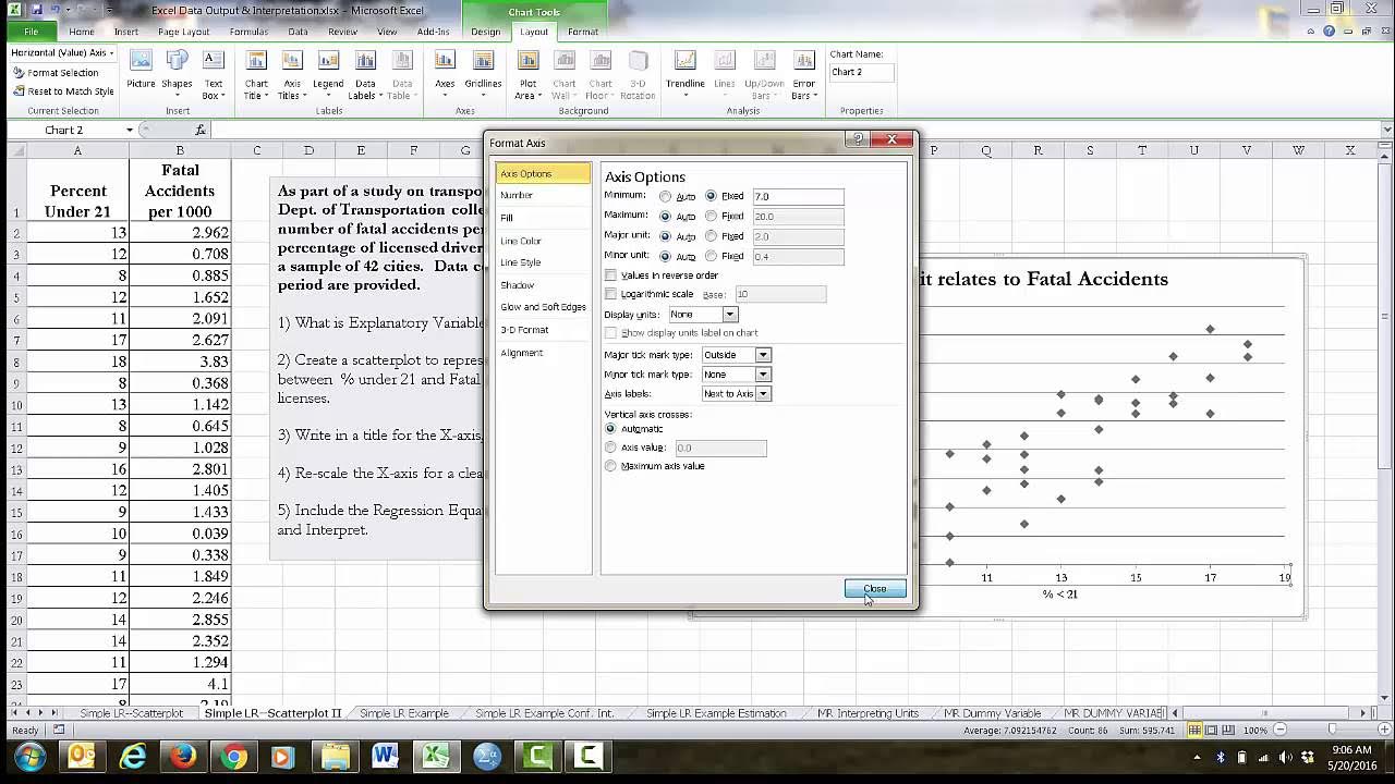 Excel Tutorial for Scatterplots, Simple Linear Regression, and Multiple Regression - YouTube