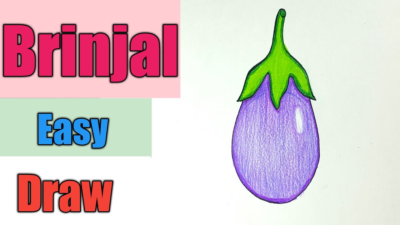 How to Draw a Brinjal || very easy step by step || simple brinjal ...