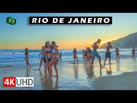 Leblon Beach Amazing Sunset Walking Tour — Rio de Janeiro, Brazil 🇧🇷 2026 【 4K UHD 】