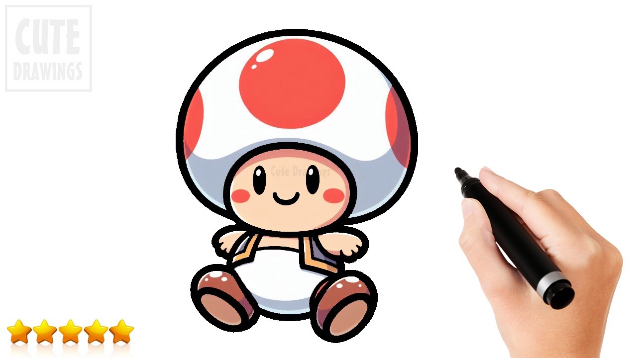 How To Draw Toad From Mario Step by Step 🍄 - YouTube