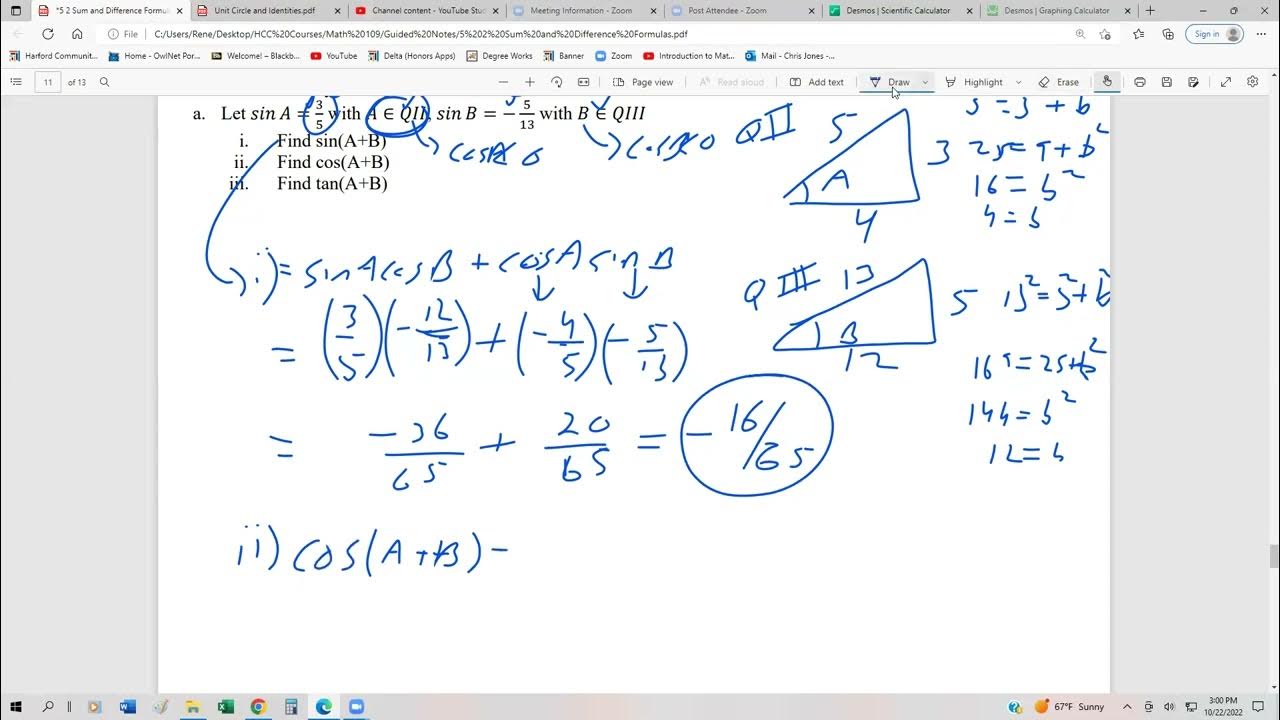 5 2 5 Sum and Difference Formulas - YouTube