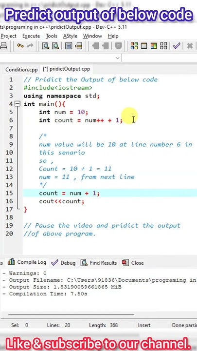 Increment Operator In Cc Predict The Output New Shorts Short Ytshorts Youtube