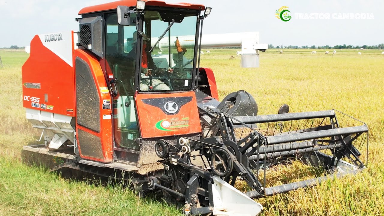 ម៉ាស៊ីនច្រូតស្រូវ Kubota Dc 93g Cabin Rice Harvester Machine New
