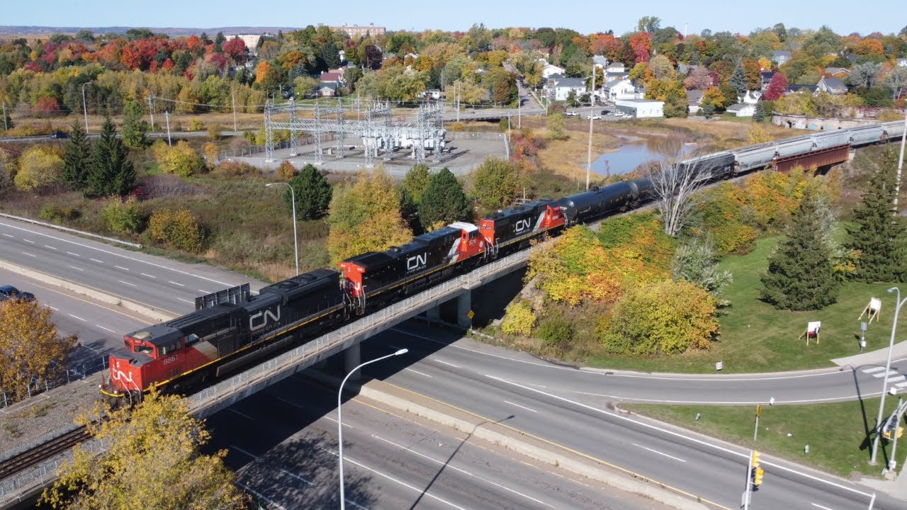 Awesome Aerial View in 4K! Nice Lashup on a Long Freight Train CN 507 ...