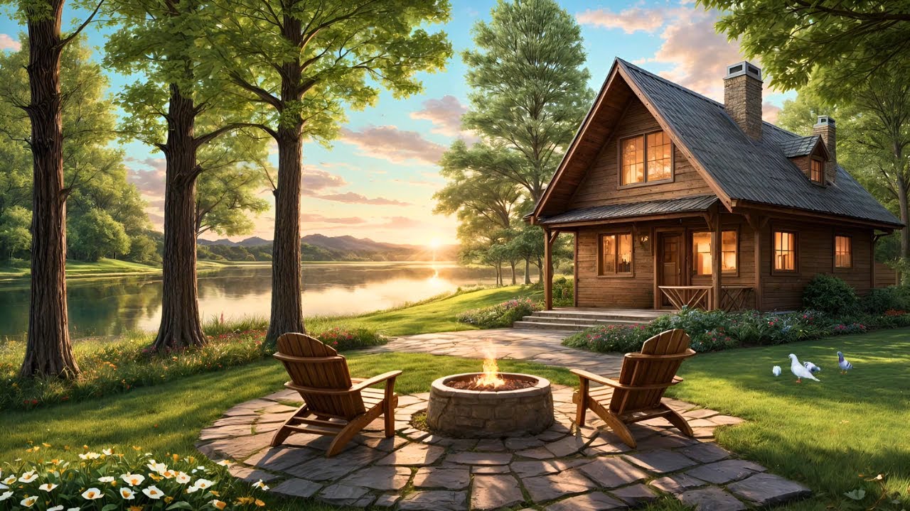 Sunny Summer Morning by the Lake | Peaceful Sunrise, Birds Chirping ...