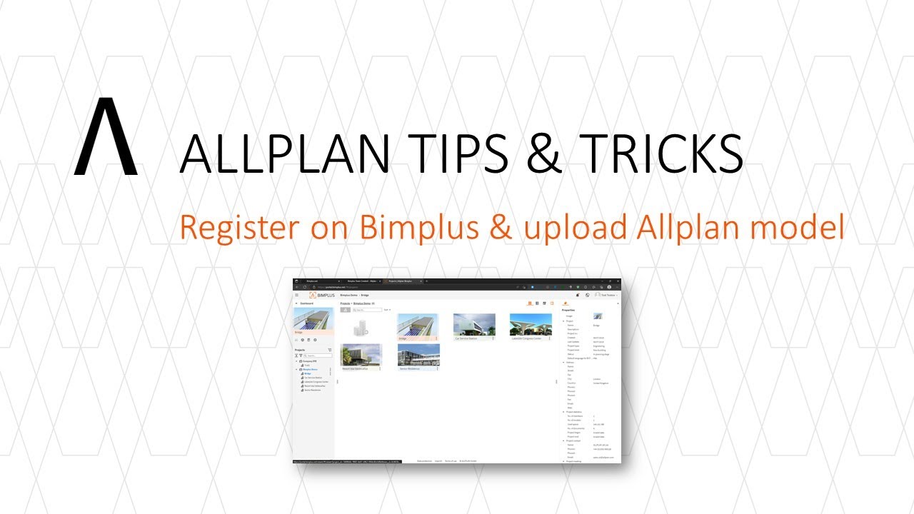 Allplan Tip 008 - Register on Bimplus and upload project - YouTube