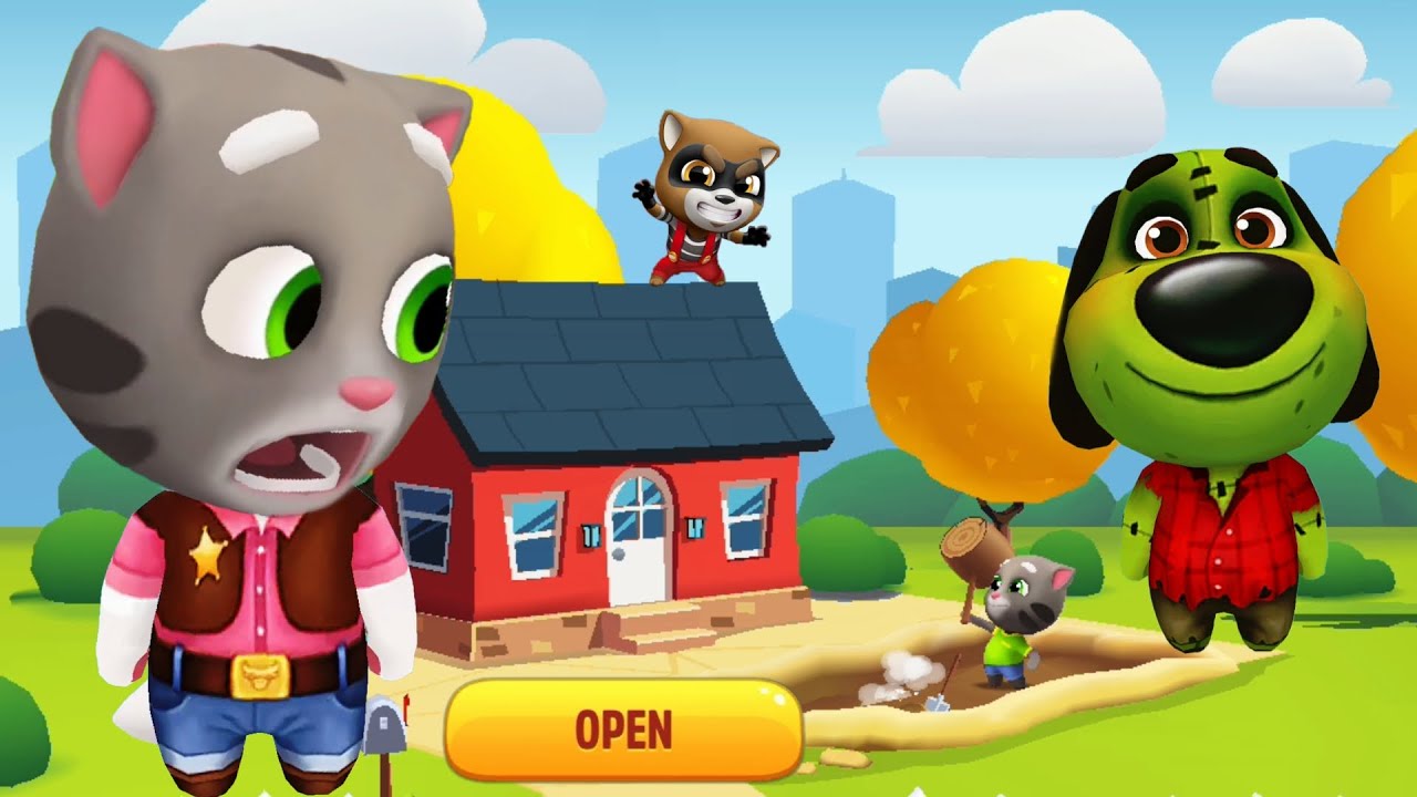 Talking Tom Gold Run Halloween 2021 - Cowboy Angela vs Zombie Ben - Tom ...