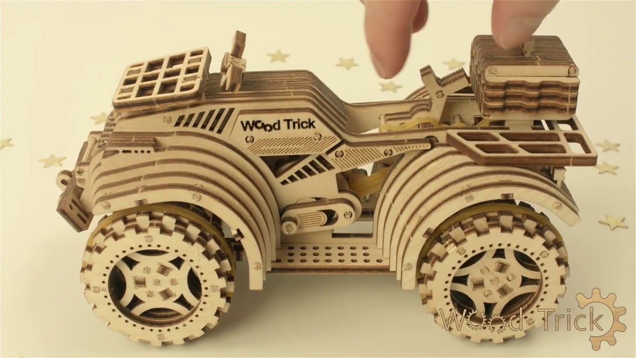 Wood trick Review of model 'Quad bike' 3D puzzle Wooden Model KIT - YouTube